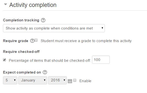 Moodle Completion And Checklists Nmcs Center For Teaching And Learning